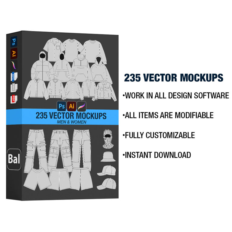 235 Vector Mockups + 40 Real Mockups + 8 Template Design Bootleg Style ...
